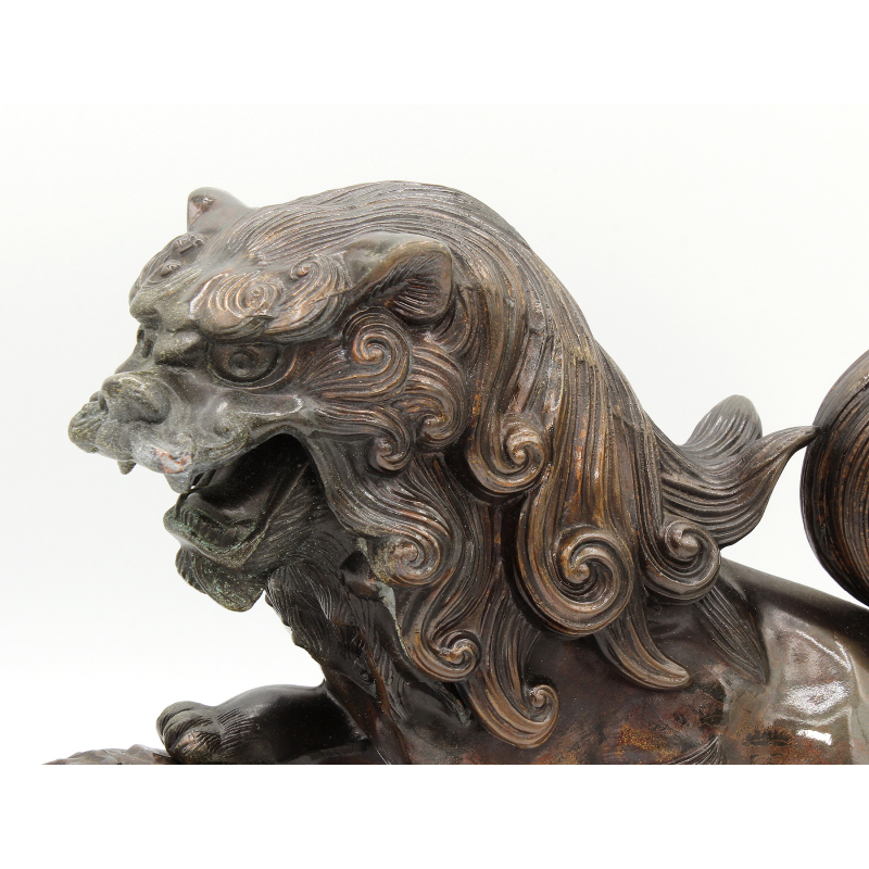 Figura japonesa metal FIG43 león de Fu -Komainu | Laos Garden