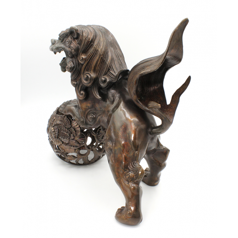 Figura japonesa metal FIG43 león de Fu -Komainu | Laos Garden
